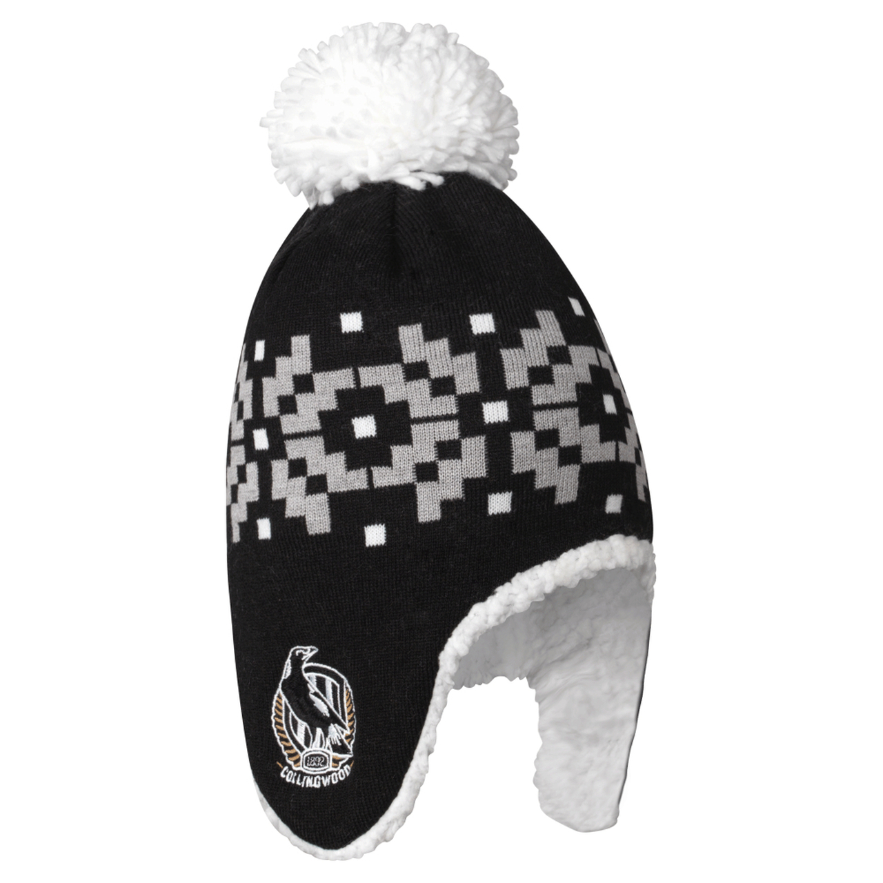 Collingwood Magpies AFL Adults Sherpa Fleece Beanie