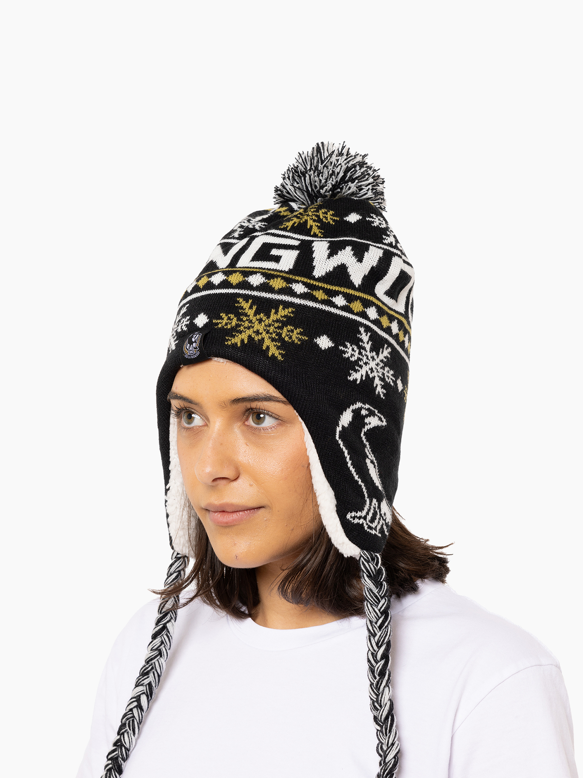 Collingwood Magpies AFL Snowflake Beanie | BLACK - NAR