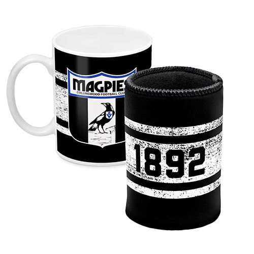 AFL Mug & Can Cooler Pk Collingwood Magpies